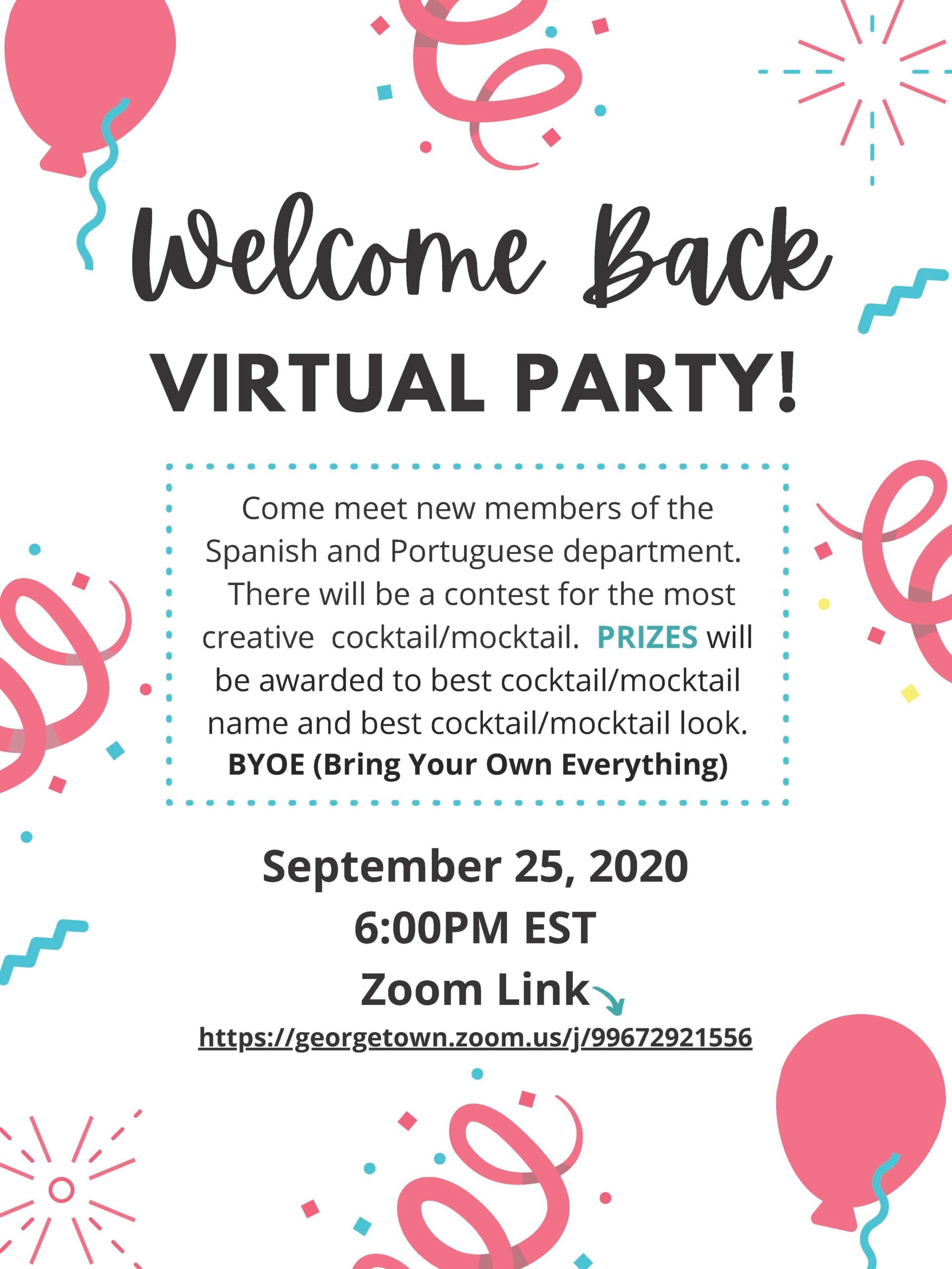 Welcome Back Party ONLINE! | Department of Spanish and Portuguese ...